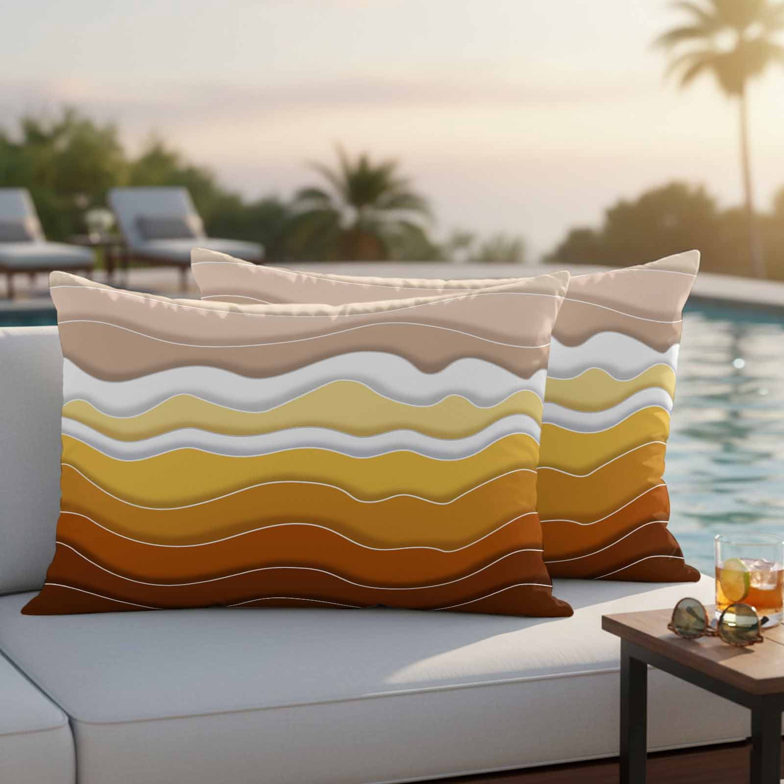 Abstract Outdoor Throw Pillow Covers Set of 2, Burnt Orange Brown ...