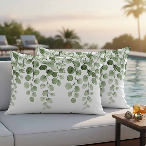 Abstract Outdoor Throw Pillow Covers Set of 2, Country Sage Green ...