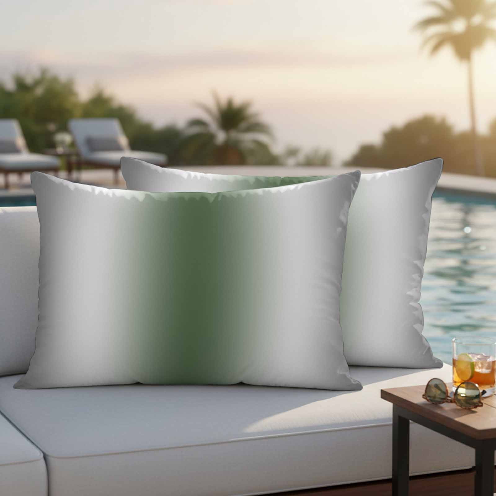 Abstract Outdoor Throw Pillow Covers Set of 2, Dark Gray Sage Green ...