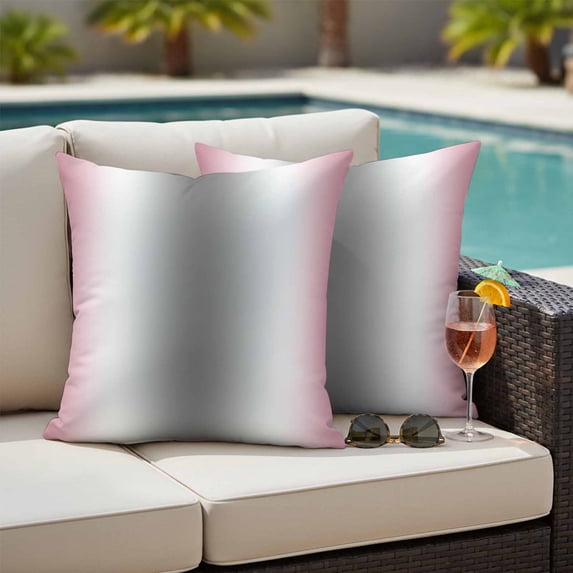 Abstract Outdoor Throw Pillow Covers Set of 2, Gray Pink Gradient Ombre ...