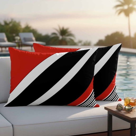 Abstract Outdoor Throw Pillow Covers Set of 2, Red White Black ...