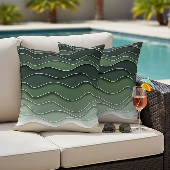 Abstract Outdoor Throw Pillow Covers Set of 2, Sage Green Brown ...