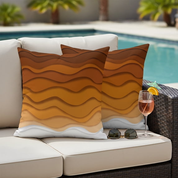 Abstract Outdoor Throw Pillow Covers Set of 2, Yellow White Gradient ...