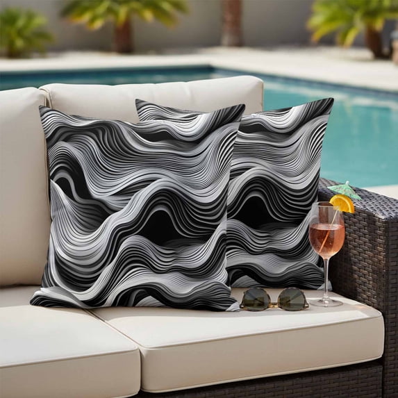 Abstract Outdoor Waterproof Throw Pillow Covers Set of 2, 26"x26 ...