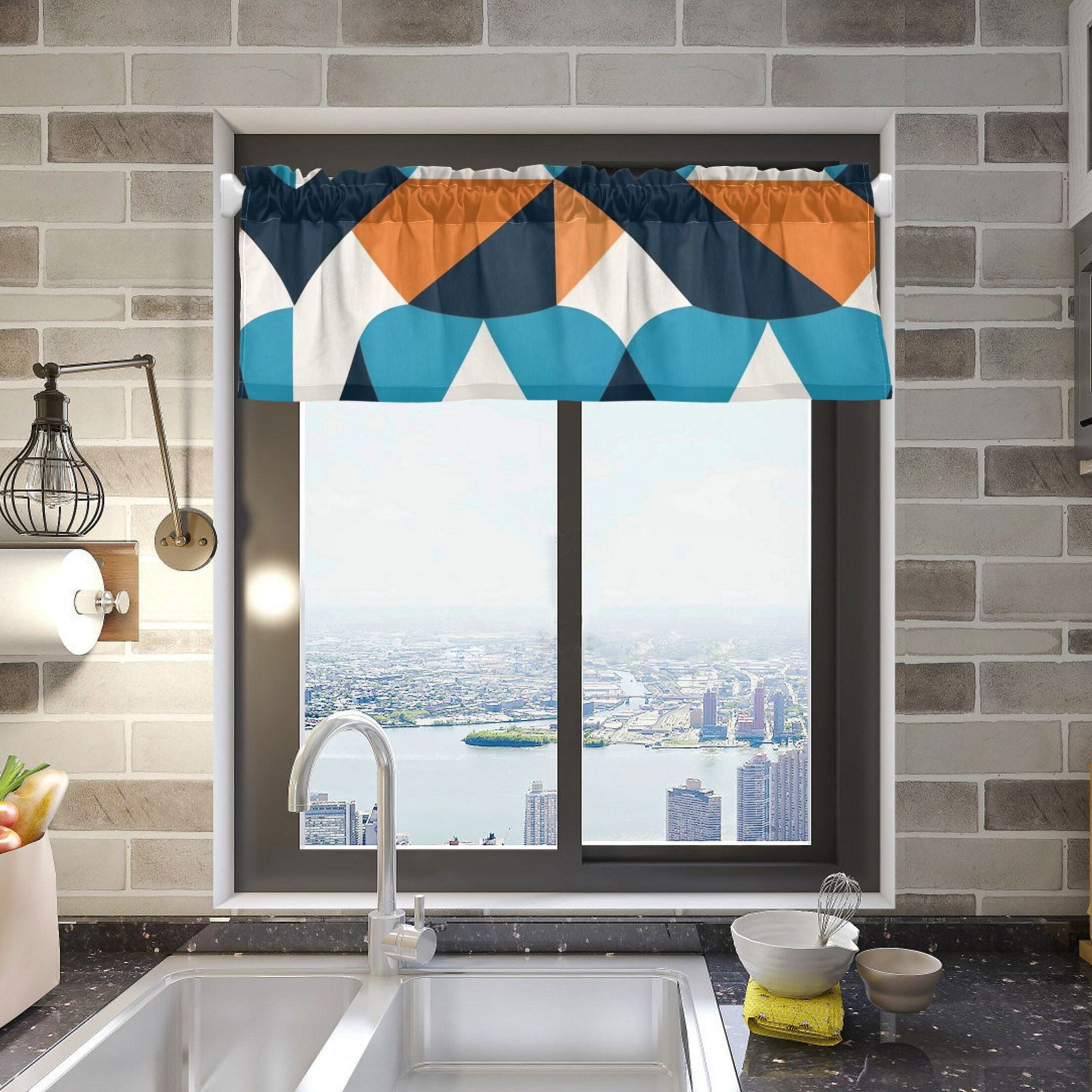 Abstract Overlapping Circles Valance Curtains 54"x18" Rod Pocket for ...