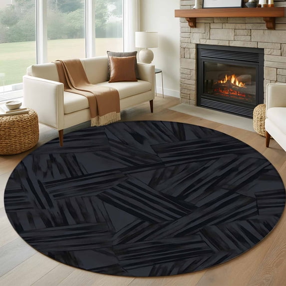 Abstract Overlapping Layers 6FT Round Area Rugs for Living Room ...