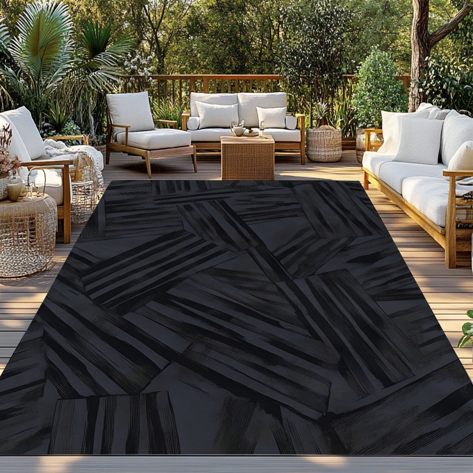 Abstract Overlapping Layers Indoor Outdoor Rugs 5x8 Ft, Minimalist ...
