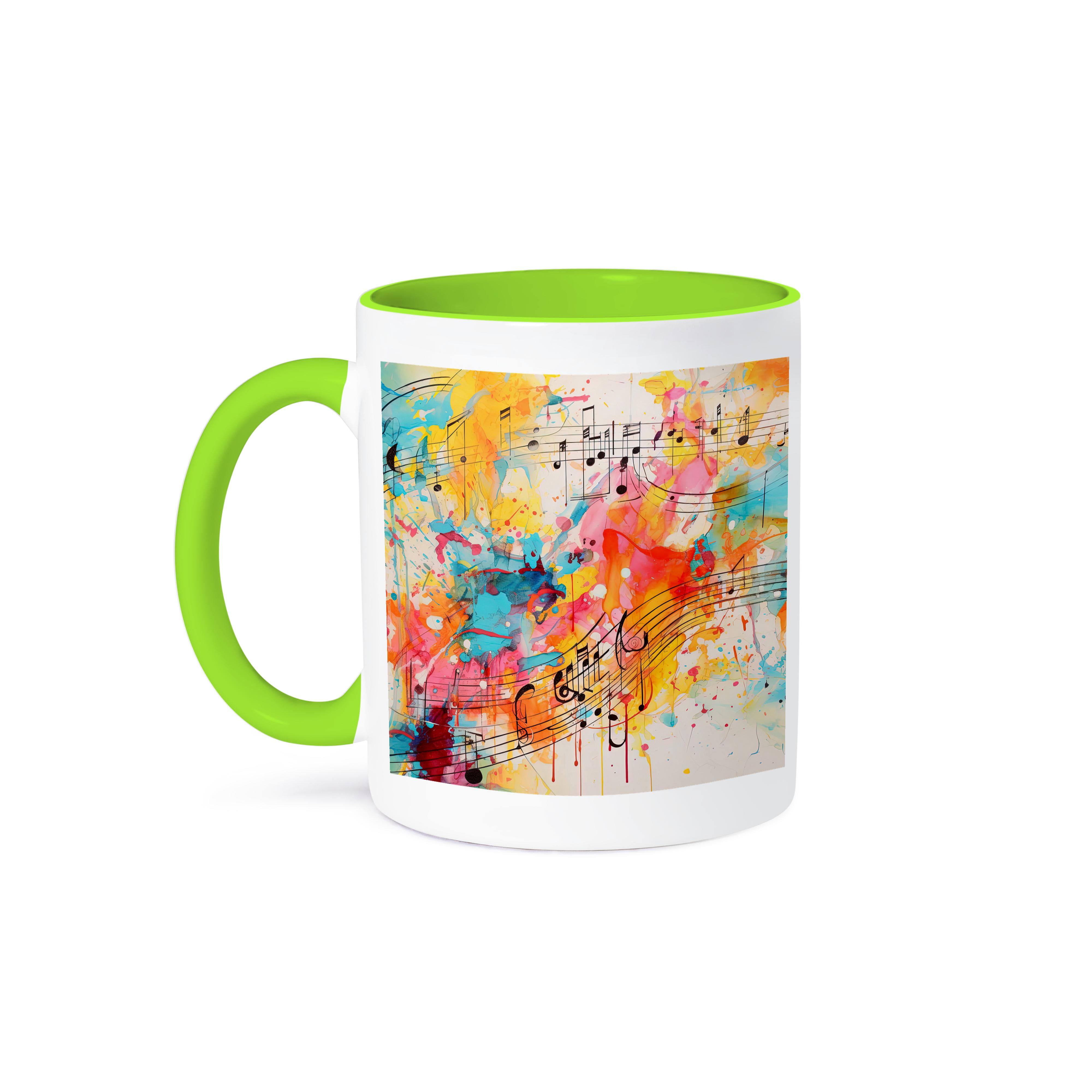 Abstract Paint And Musical Notes Background, 11oz Two-Tone Green Mug ...