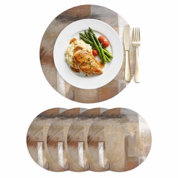 Abstract Paint Art Leather Placemats Set of 4, 12 Inch, Retro Brown ...
