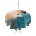Abstract Paint Art Round Outdoor Tablecloth with Umbrella Hole Blue ...