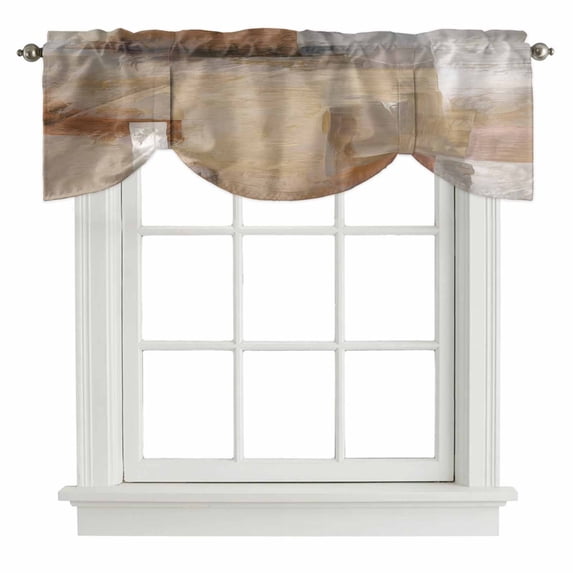 Abstract Paint Art Tie Up Valance for Windows Retro Brown Scratch ...