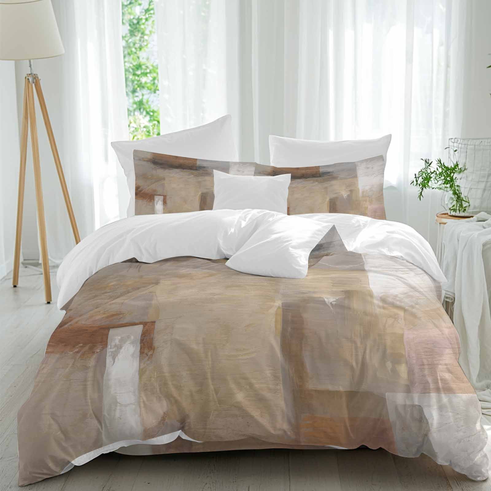 Abstract Paint Art Twin Duvet Cover Set, Retro Brown Scratch Texture 4 ...