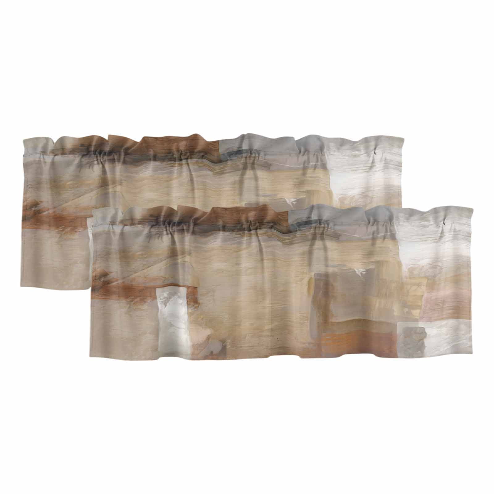 Abstract Paint Art Window Valance, Retro Brown Scratch Texture 2 Pack ...