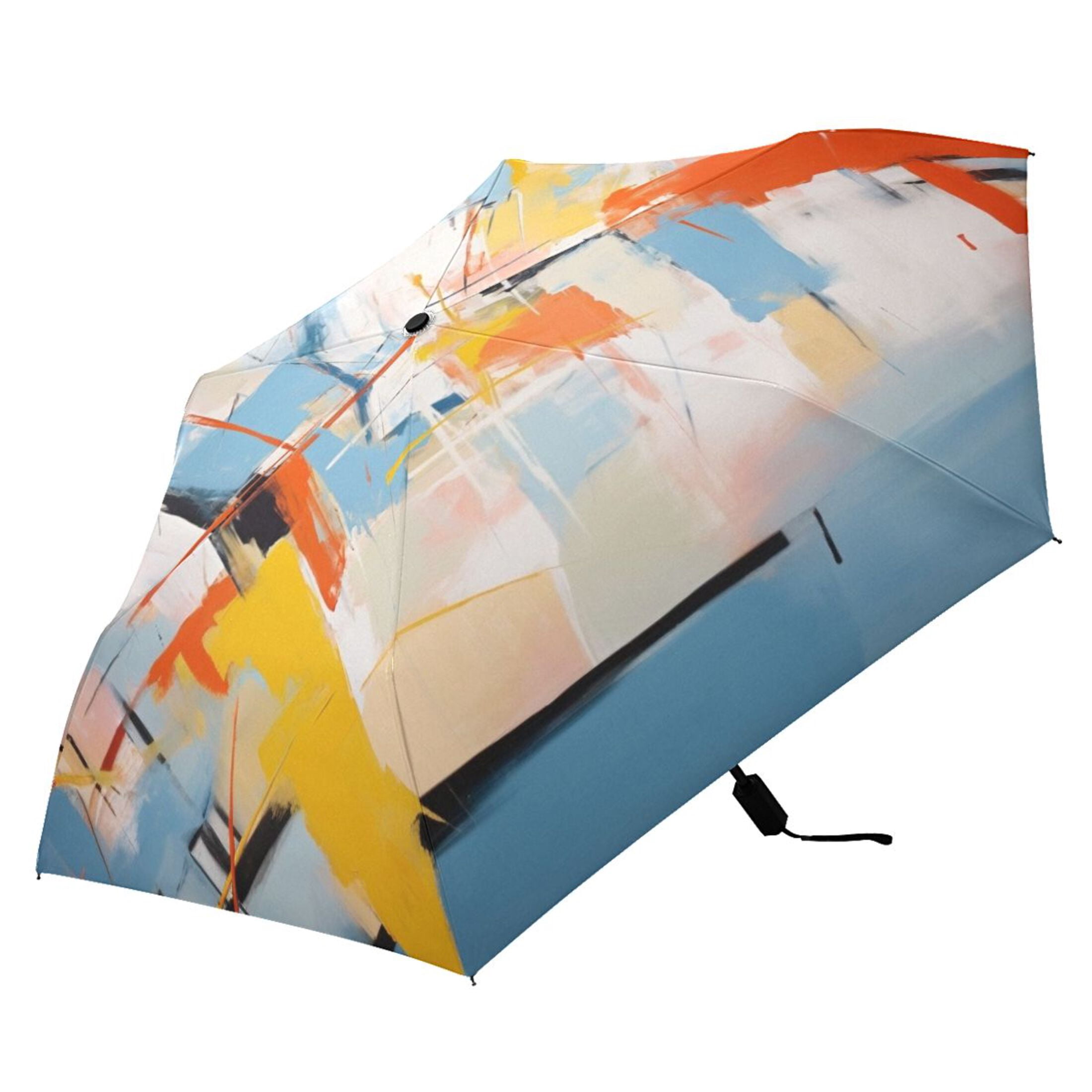 Abstract Paint Compact Folding Umbrella for Rain Windproof Travel ...