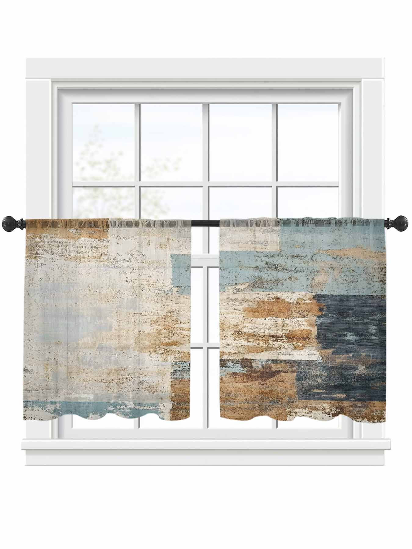 Abstract Paint Effect Sheer Curtains for Living Room Bedroom, Light ...