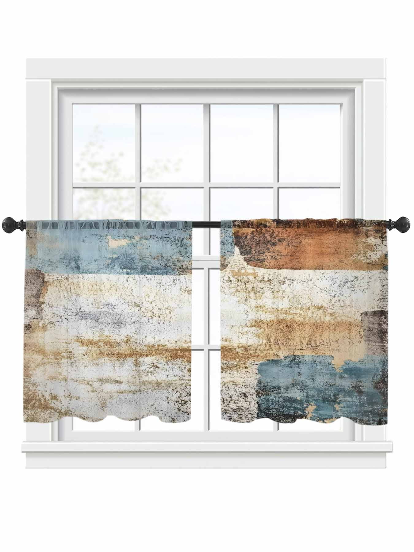 Abstract Paint Effect Sheer Curtains for Living Room Bedroom, Light ...