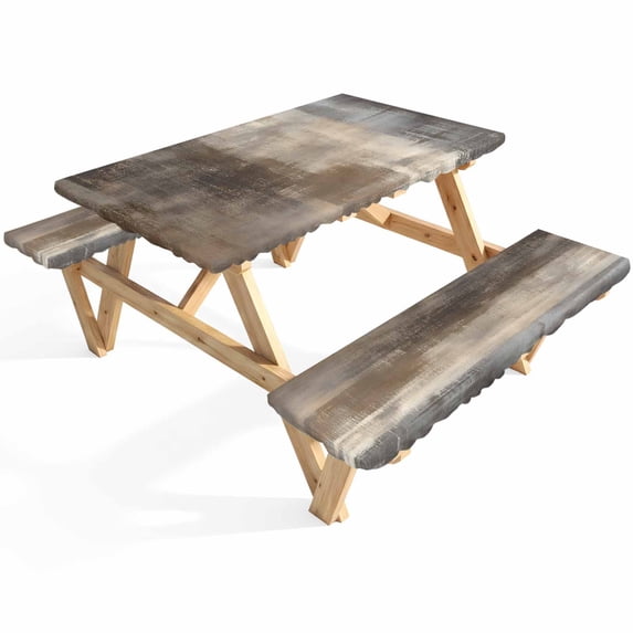 Abstract Paint Picnic Table Cover with Bench Covers Brown Grey Gradient ...
