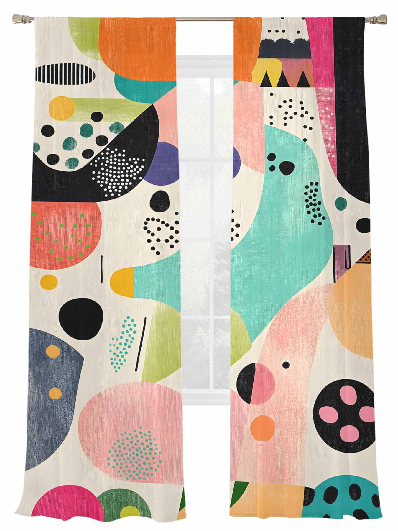 Abstract Paint Sheer Curtains for Living Room Bedroom, Light-filtering ...