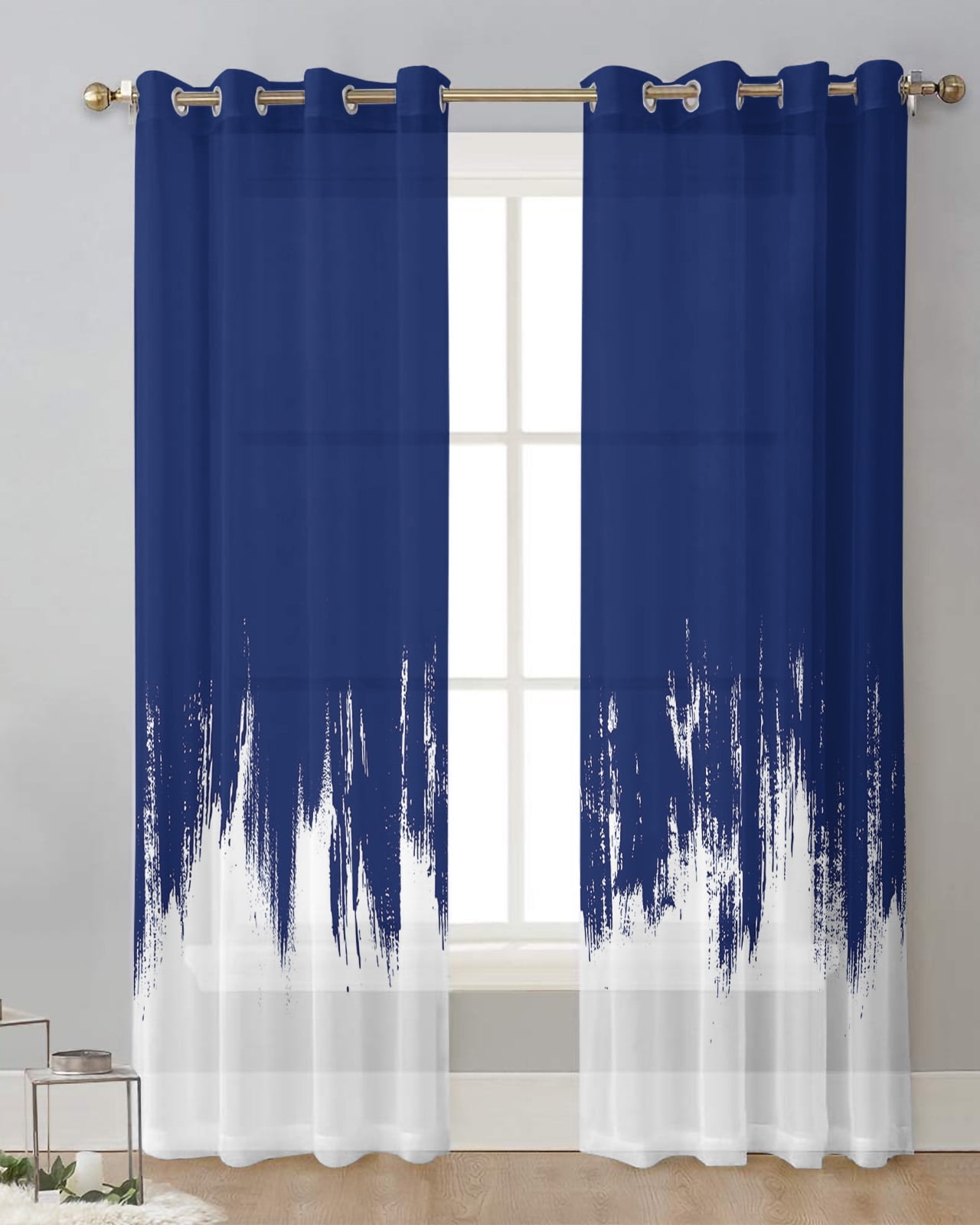Abstract Paint Smear Pop Color Black Bedroom Voile Curtain Window ...