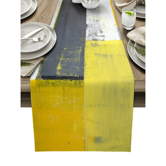 Abstract Paint Smear Pop Color Black Table Runner ration Home r Dinner ...