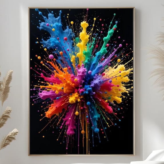 Abstract Paint Splash Art Print: Mid-Century Modern Wall Decor Artwork ...