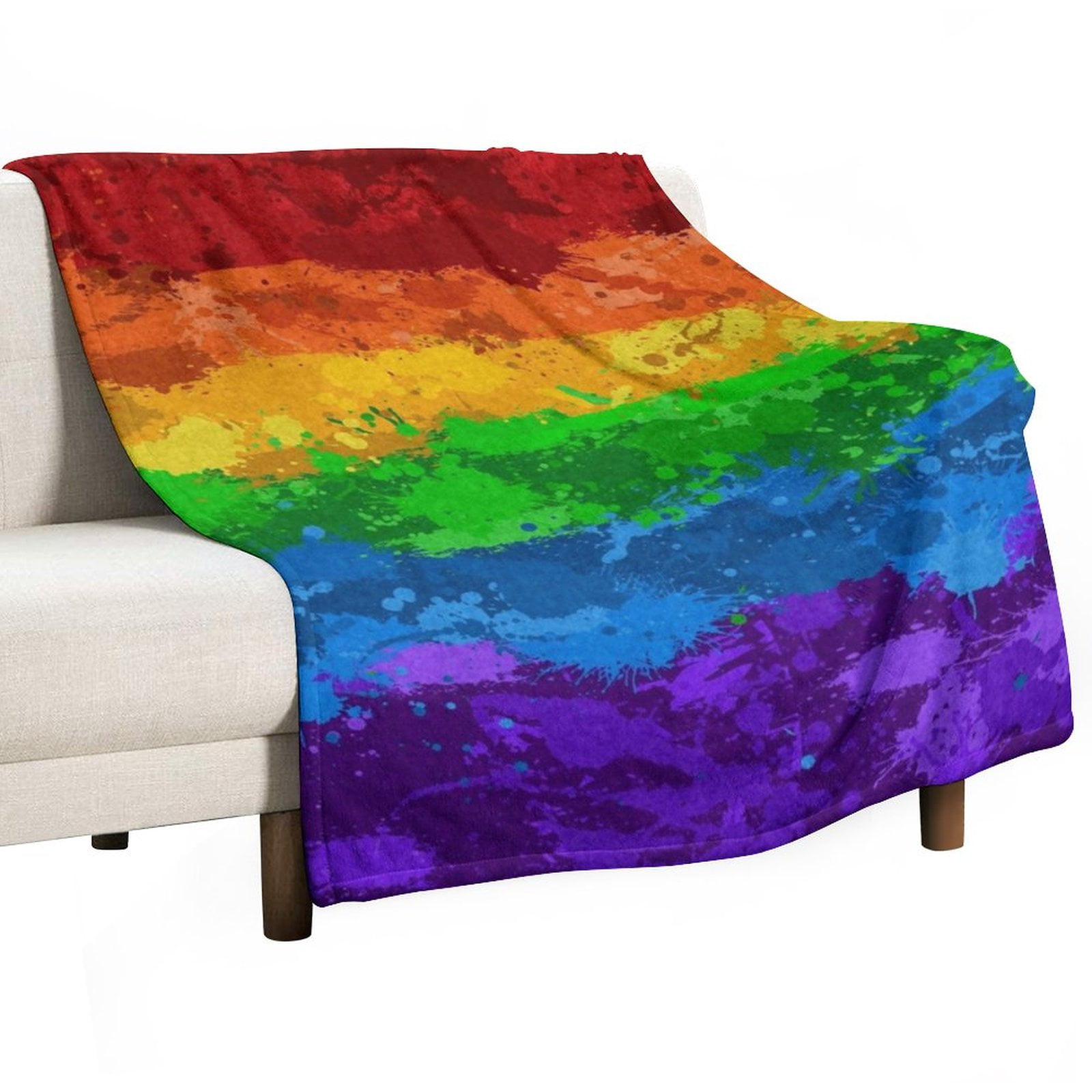 Abstract Paint Splatter LGBTQ Pride Flag Background Throw Blanket Soft ...