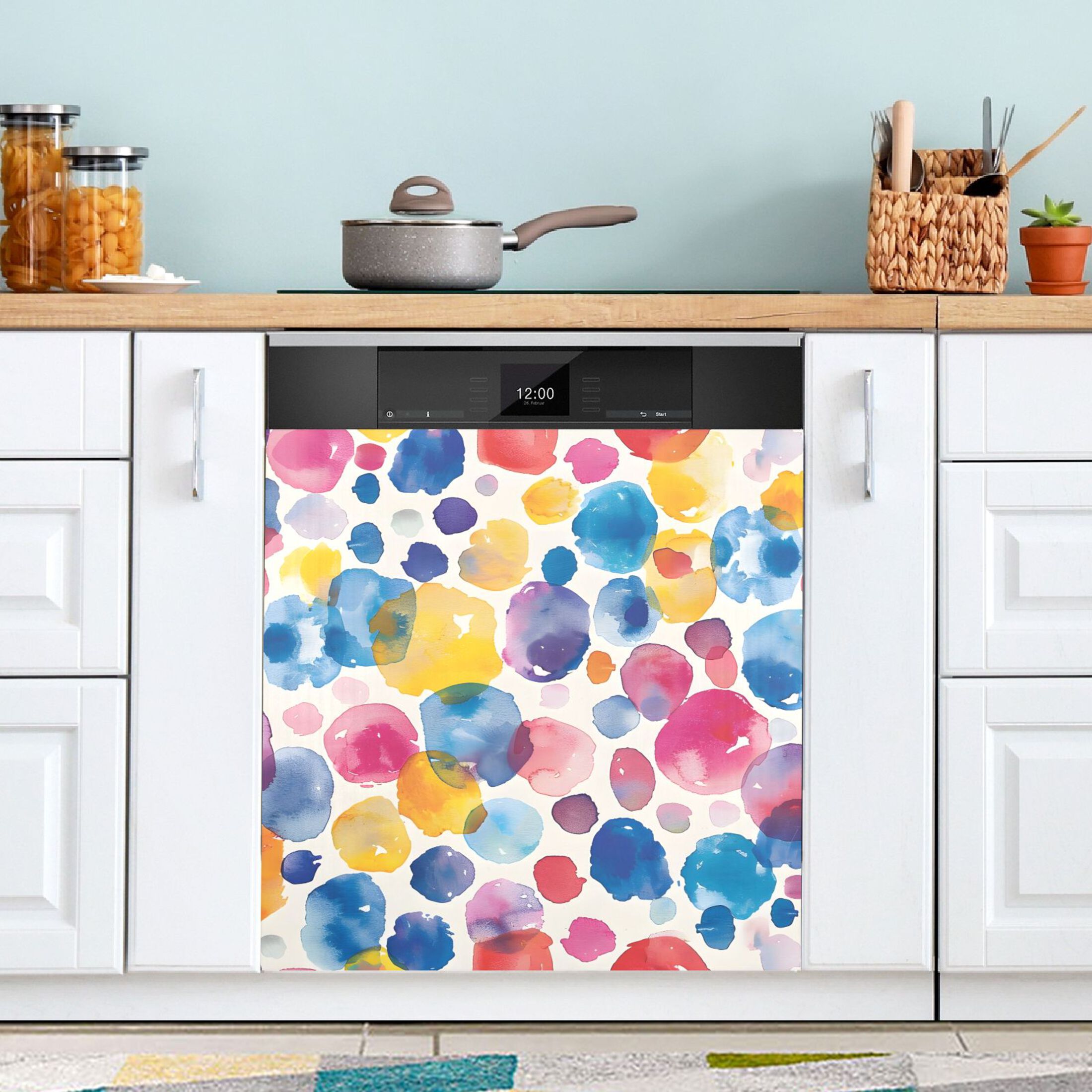 Abstract Paint Spots Magnetic Dishwasher Covers Refrigerator Magnet ...