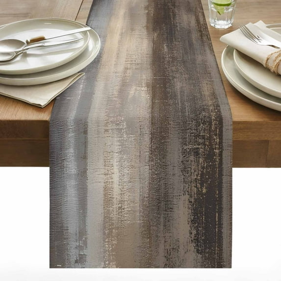 Abstract Paint Table Runner 13x120 inch Brown Grey Gradient Mottled ...