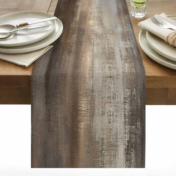 Abstract Paint Table Runner 13x72 inch Grey Brown Gradient Mottled ...