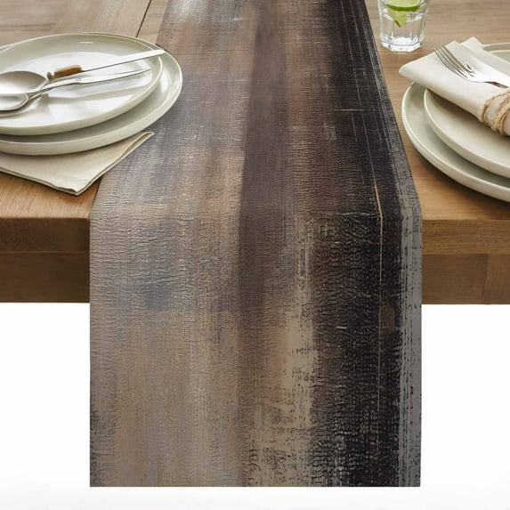 Abstract Paint Table Runner 13x72 inch Retro Grey Brown Gradient ...