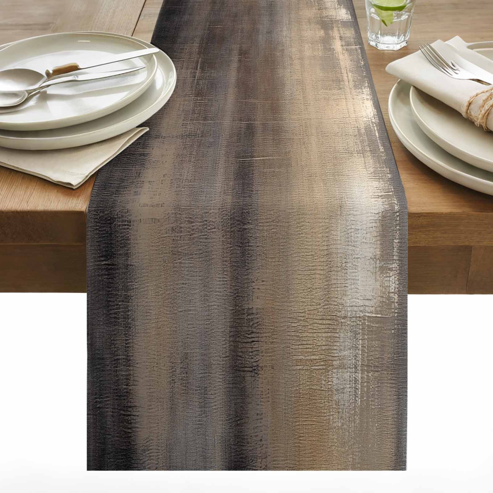 Abstract Paint Table Runner 13x90 inch Retro Brown Gradient Mottled Art ...