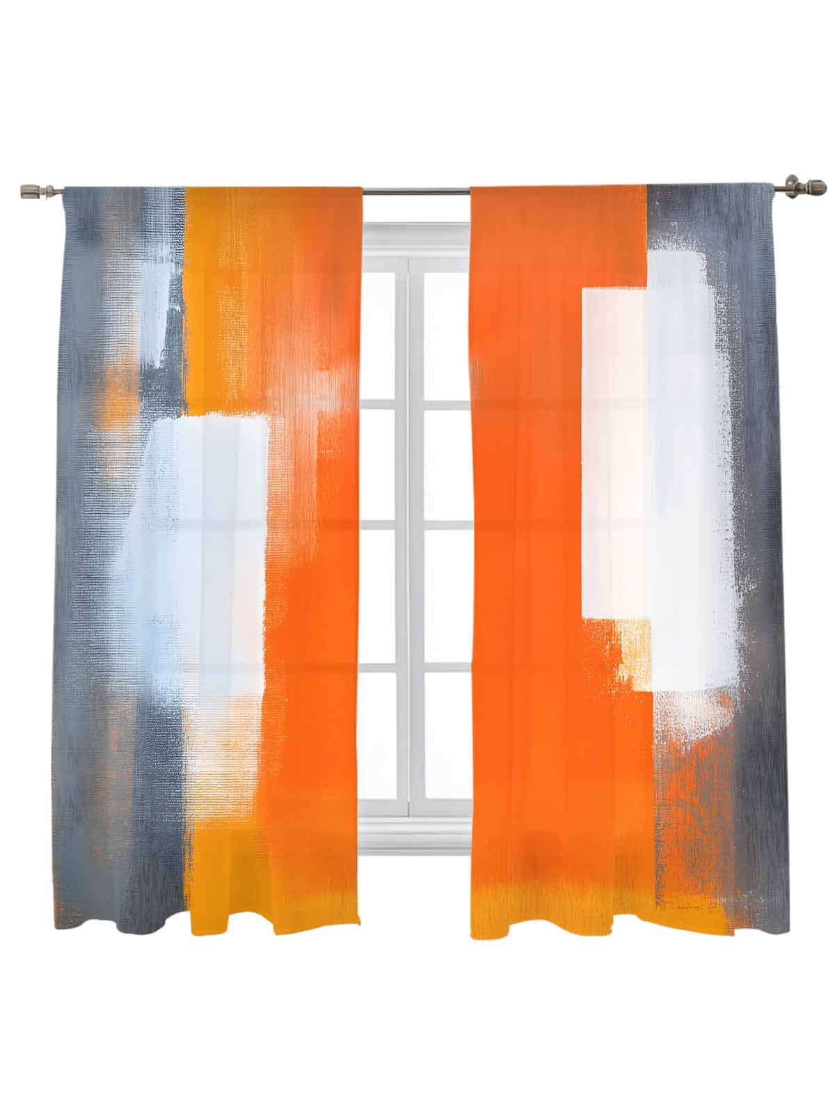 Abstract Paint Texture Sheer Curtains 72 inches Long 2 Panels Set Retro ...