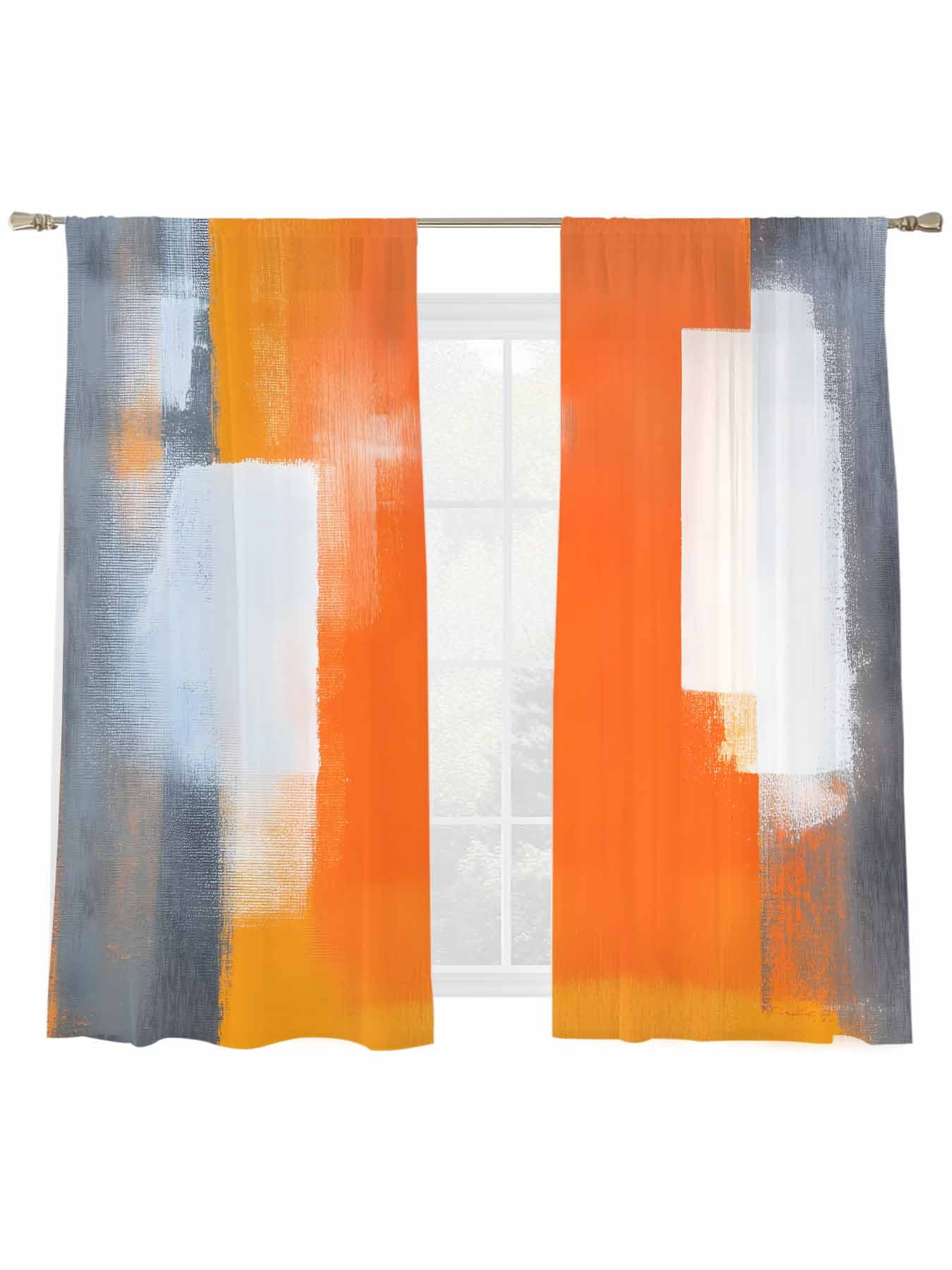 Abstract Paint Texture Sheer Curtains for Living Room Bedroom, Light ...