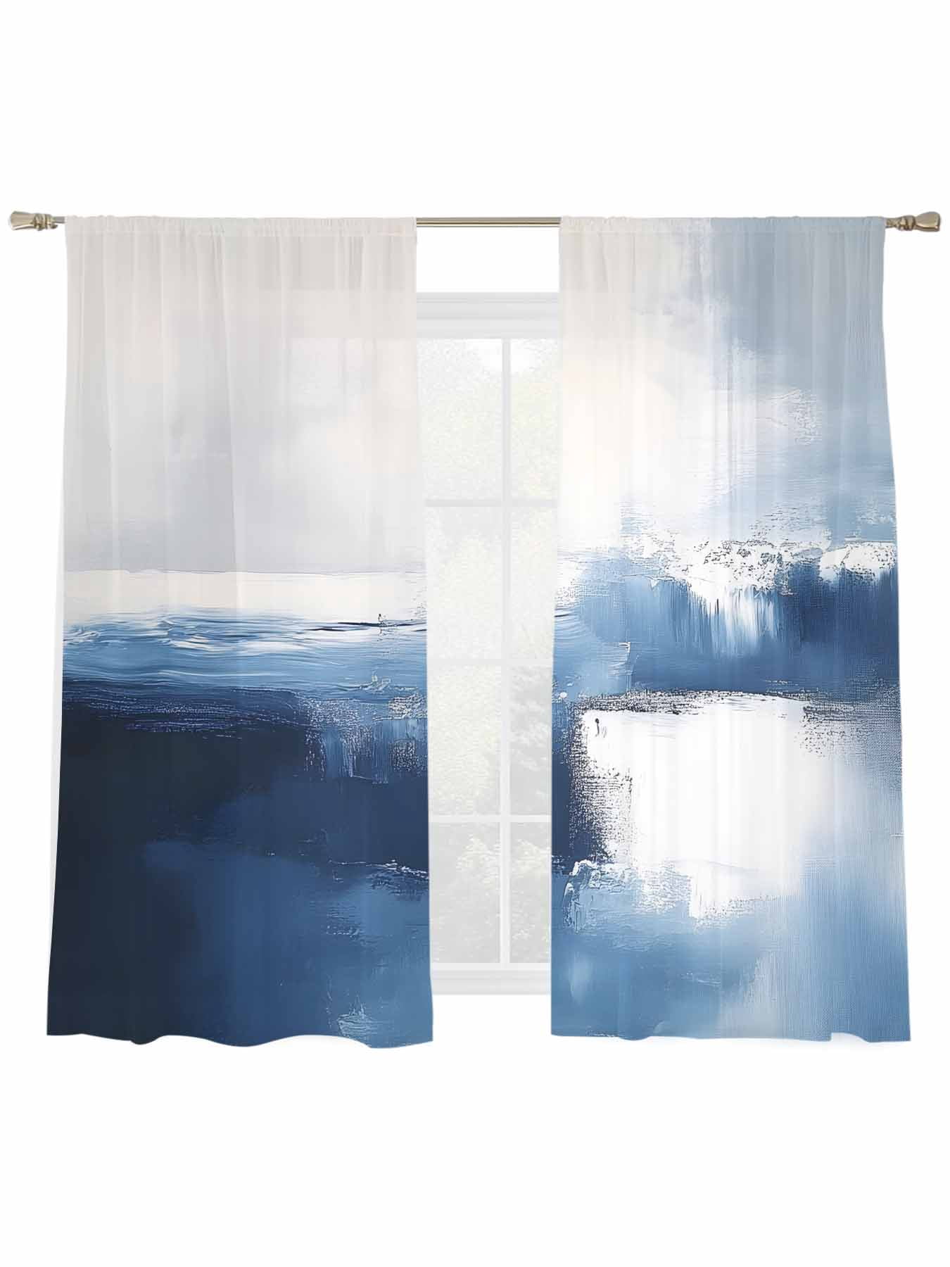 Abstract Paint Texture Sheer Curtains for Living Room Bedroom, Light ...