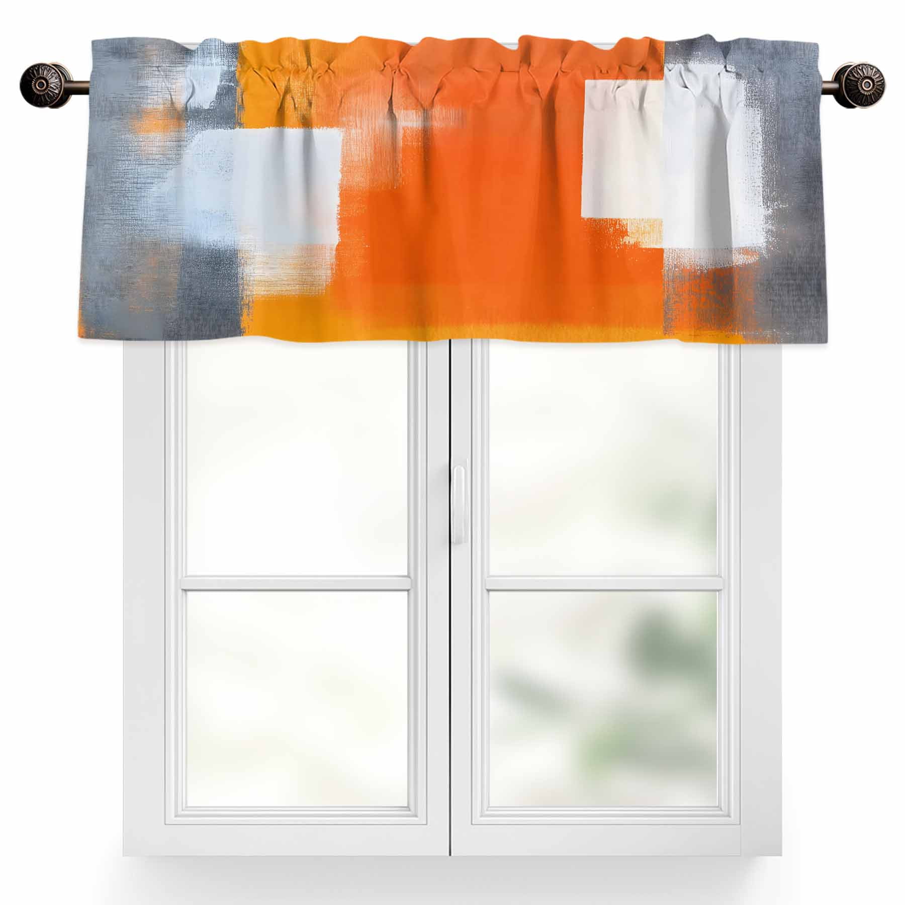 Abstract Paint Texture Valances for Windows, 42 x 12in, Retro Orange ...