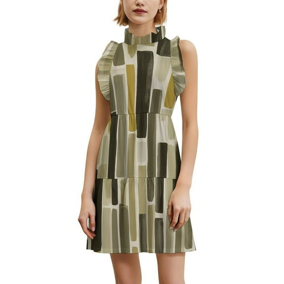 Abstract Painted Block Pattern Women's Fashion Casual Dress Summer ...