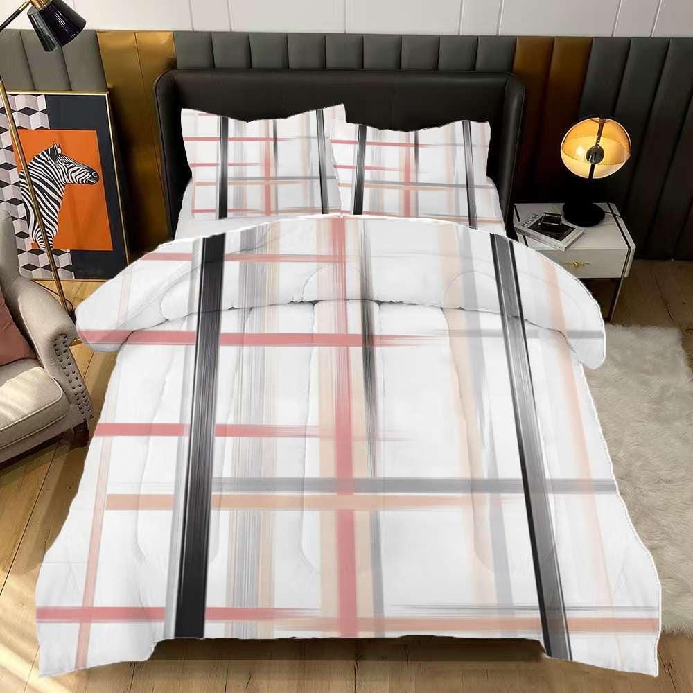Abstract Painted Grid Lines Comforter Set Full Size Bedding Set For ...