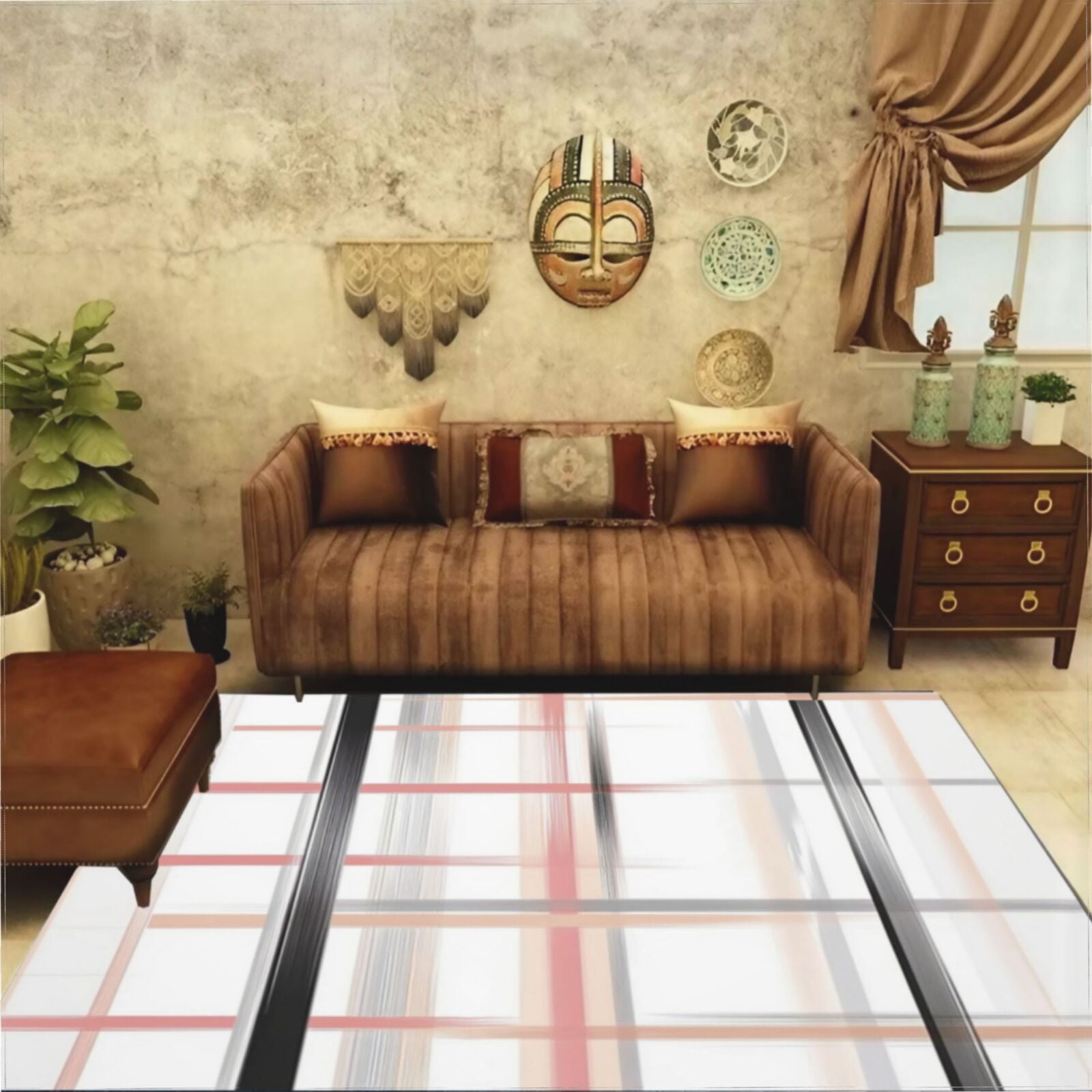 Abstract Painted Grid Lines Light Luxury Home Carpets Living Room ...