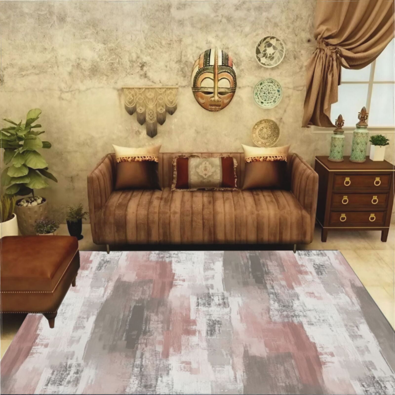 Abstract Painted Muted Tones Light Luxury Retro Carpet Large Size ...
