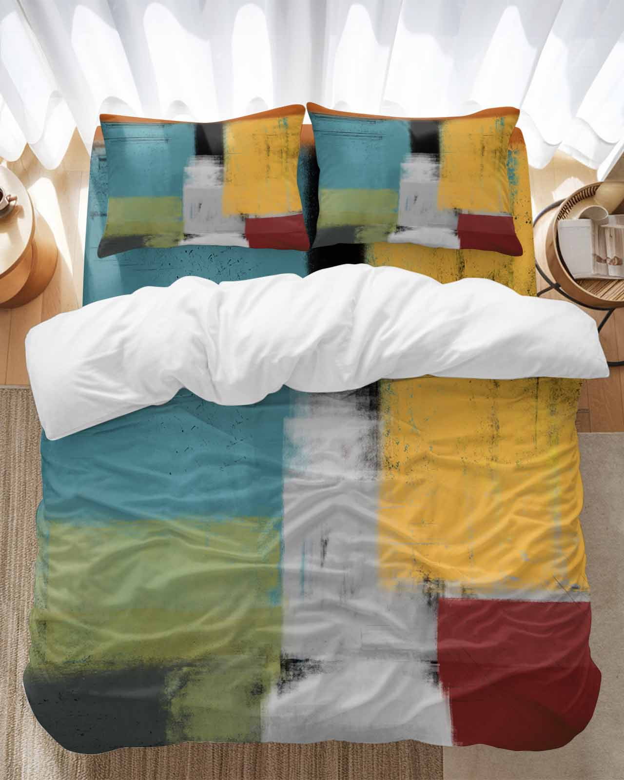 Abstract Painting Bedding Duvet Cover Set Full Size 4 Pieces Art Style ...
