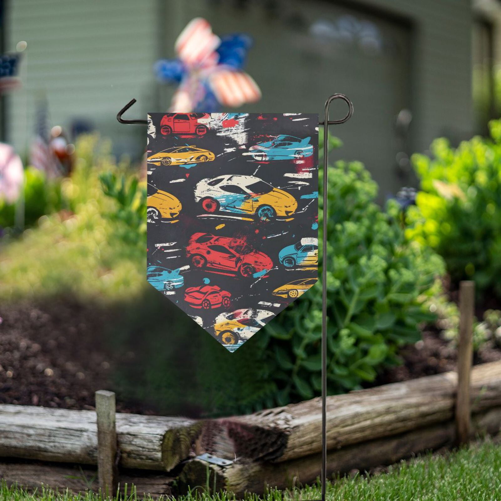 Abstract Painting Cars Garden Flag 18" x 12.5" Double Sided Yard Lawn ...
