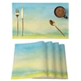 Abstract Painting Cotton Linen Placemats Set of 8, Green Yellow ...