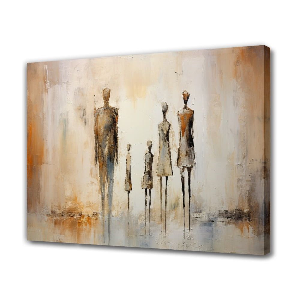 Abstract Painting A Couple And Their Children Walking Hand In Hand ...