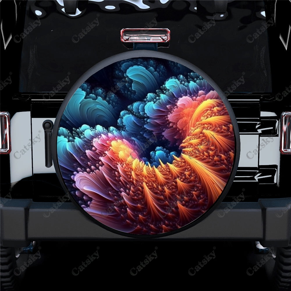 Abstract Painting Of Colorful Flower Polyester Universal Spare Wheel ...