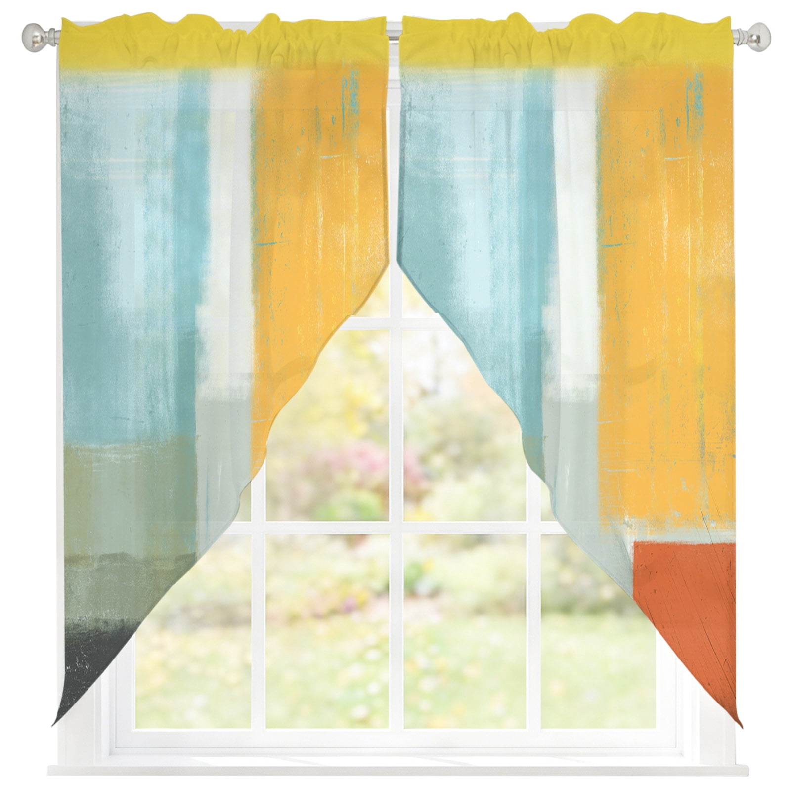 Abstract Painting Sheer Curtains Swag Valances for Windows Art Style ...