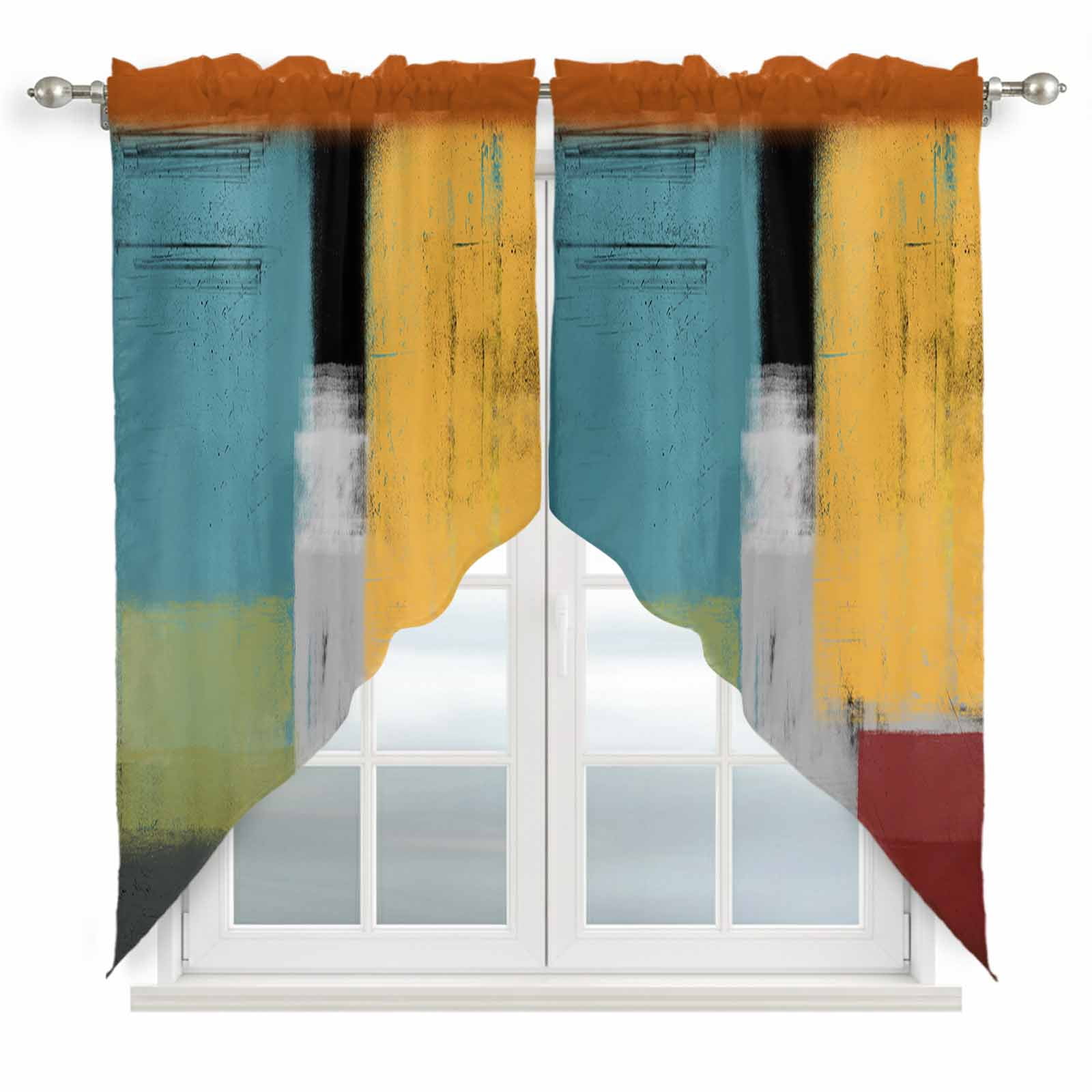 Abstract Painting Swag Valances for Windows 63 inches Long, Art Style ...