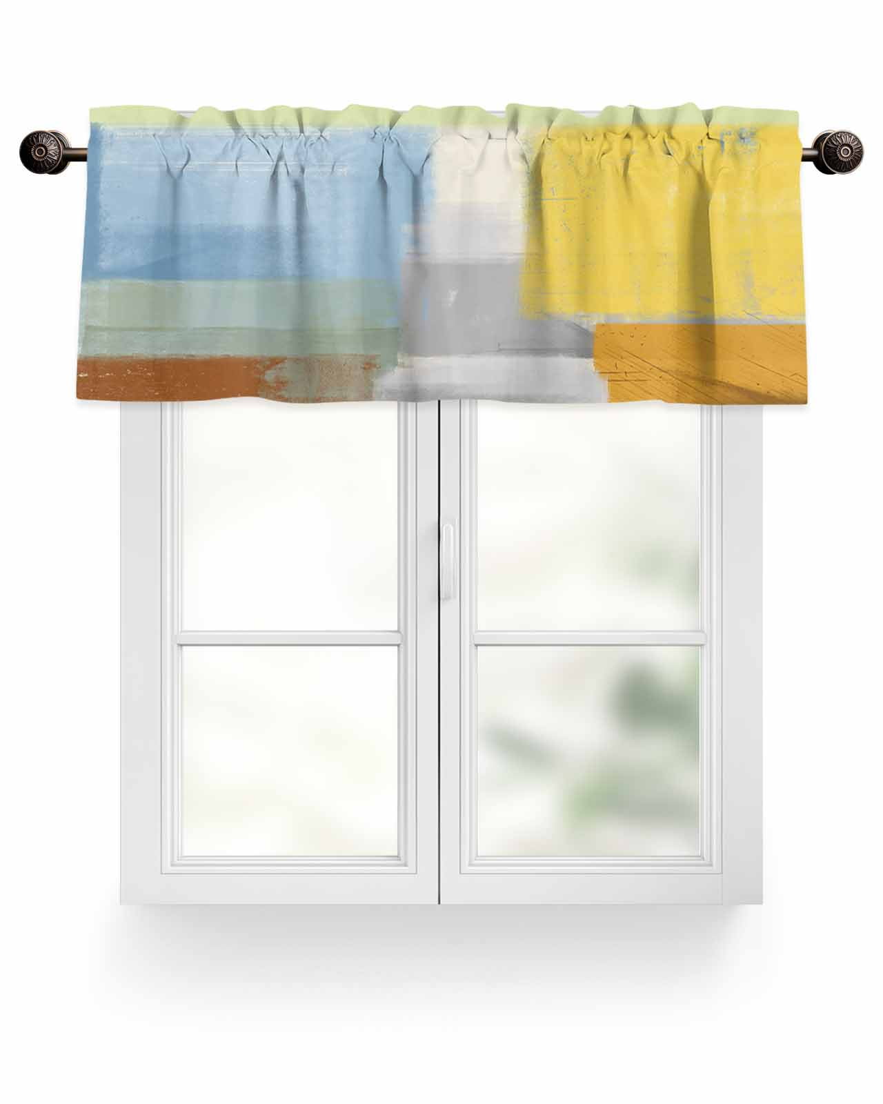 Abstract Painting Valances for Windows Art Style Orange Blue Yellow ...