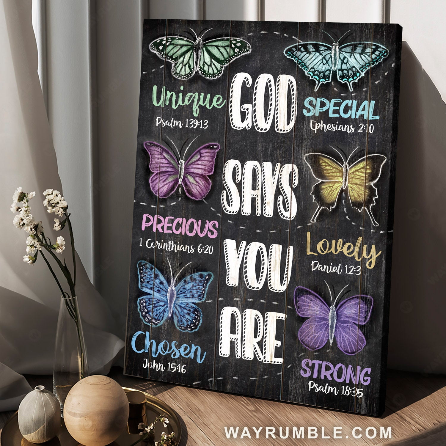 Abstract Painting, Watercolor Style Style Butterflies, Bible Verses ...