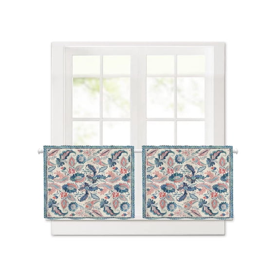 Abstract Paisley Flower Leaves Texture Short Blackout Curtains 24 Inch ...