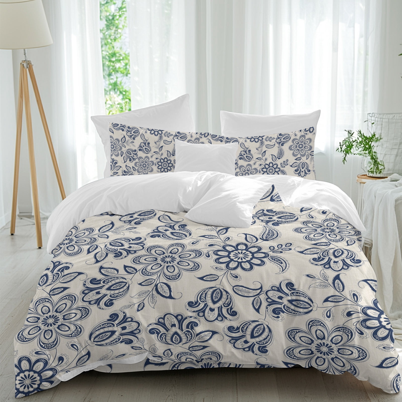 Abstract Paisley Pattern 4 Piece Duvet Cover Set Twin Size Vintage ...